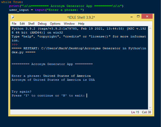 Acronyms Generator App In Python With Source Code Sourcecodester